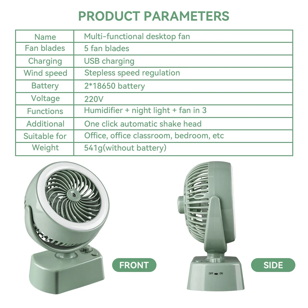 Automatic Shaking Of Head 3 Speed Strong Wind Portable Usb Powered ...