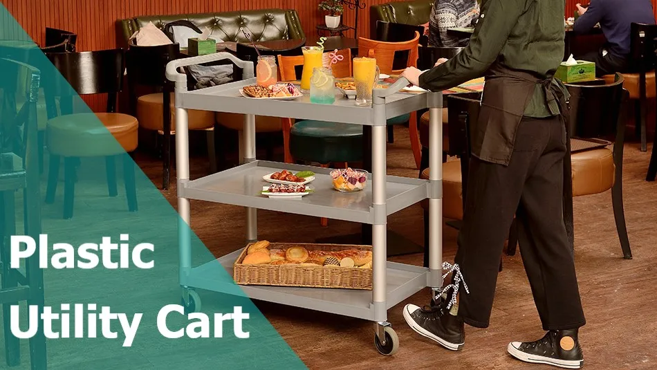 Plastic Kitchen Restaurant Hotel Utility Bus Cart Food Service Trolley ...