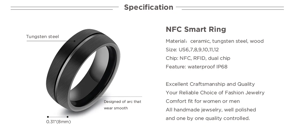 Smart NFC Ring - Programmable Tungsten Steel Ring