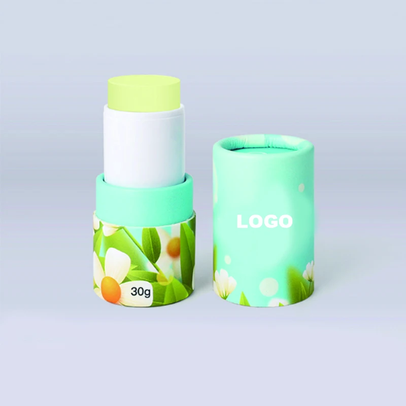Glossy Laminated Round Cardboard Cylinder Lip Balm And Body Balm ...