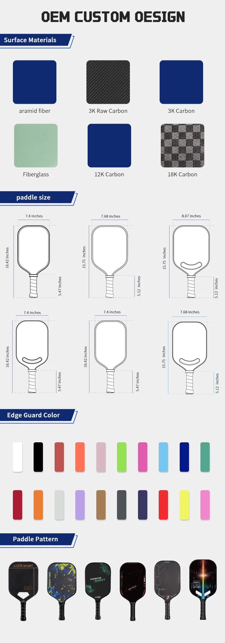 Customizable 16MM T700 Carbon Fiber Pickleball Paddle USAPA Approved ...