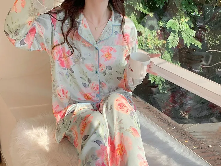 Lady Terno Sleep Wear Baju Tidur Satin Daster Wanita Piyama De Mujer ...