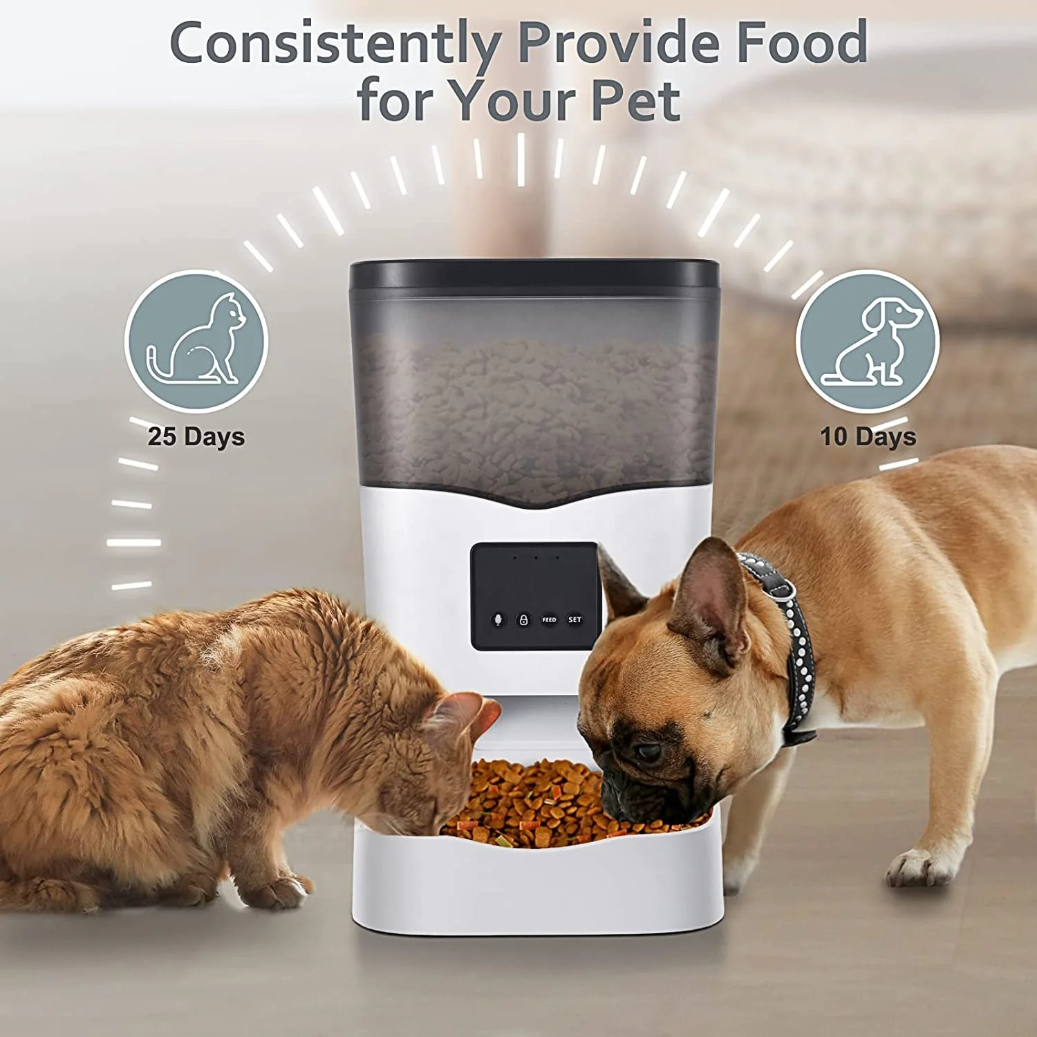 3l Large Capacity Push Button Control Non-clogging Automatic Pet Feeder ...