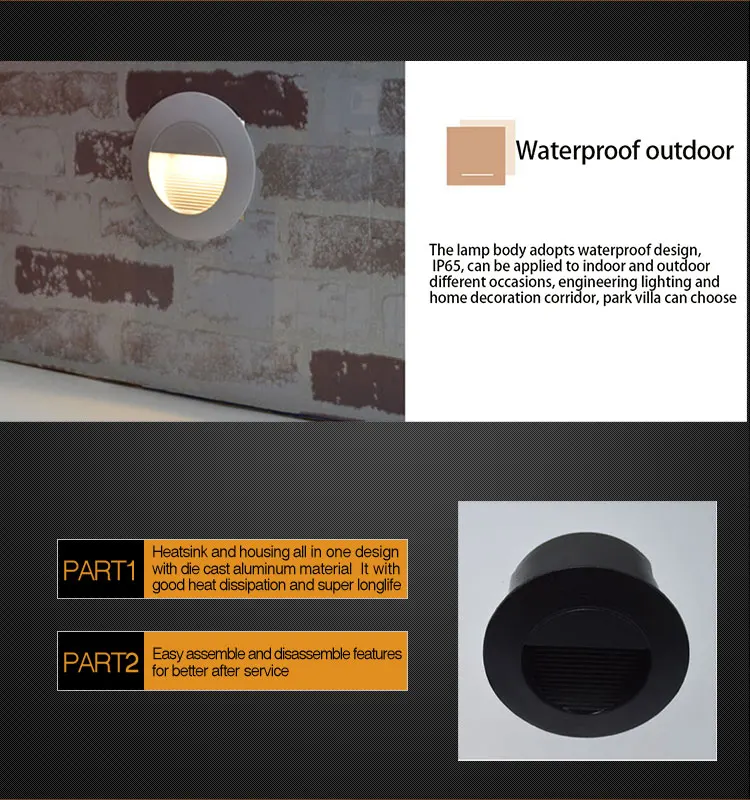 Round Recessed Wall Light Aluminum Recessed Step Light Garden Light ...