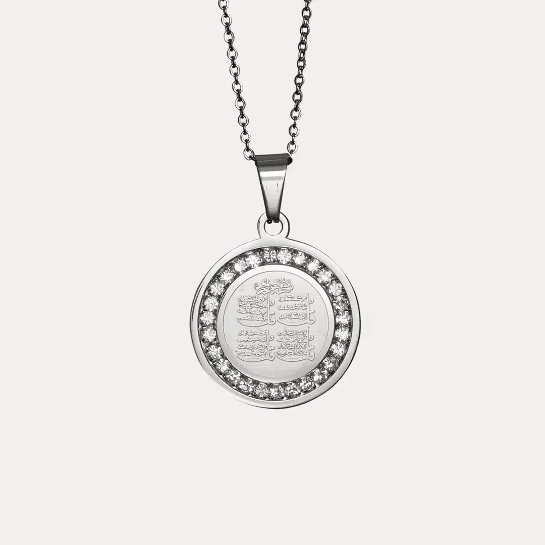 Ayatul Kursi Baby Pin Charms Stainless Steel Pendant Charms Crystal ...