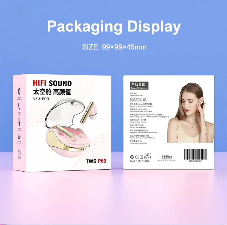 P60 Tws True Wireless Stereo Earphone Earbuds Headphone Bluetooth With ...