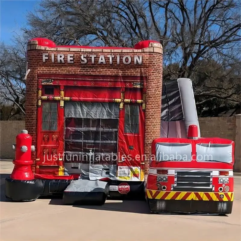 Inflatable Fire Station Party Rental Fire Truck Inflatable Bounce House ...