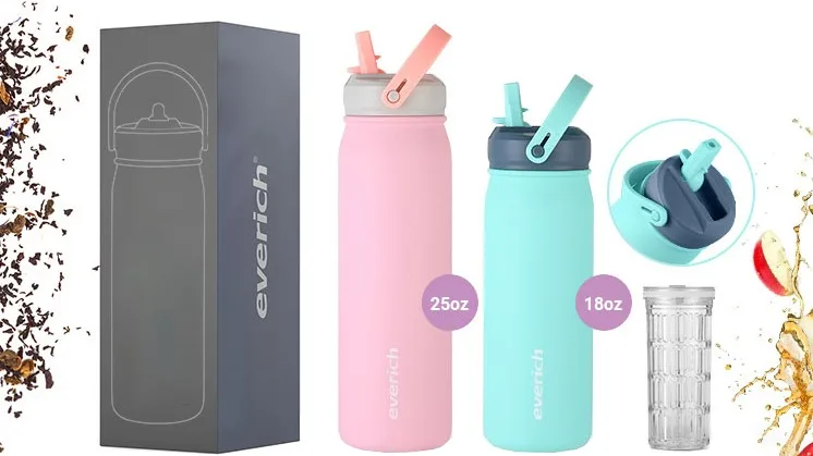 22oz Wide Mouth Sports Tea Infuser Vacuum Flask Stainless Steel Water ...