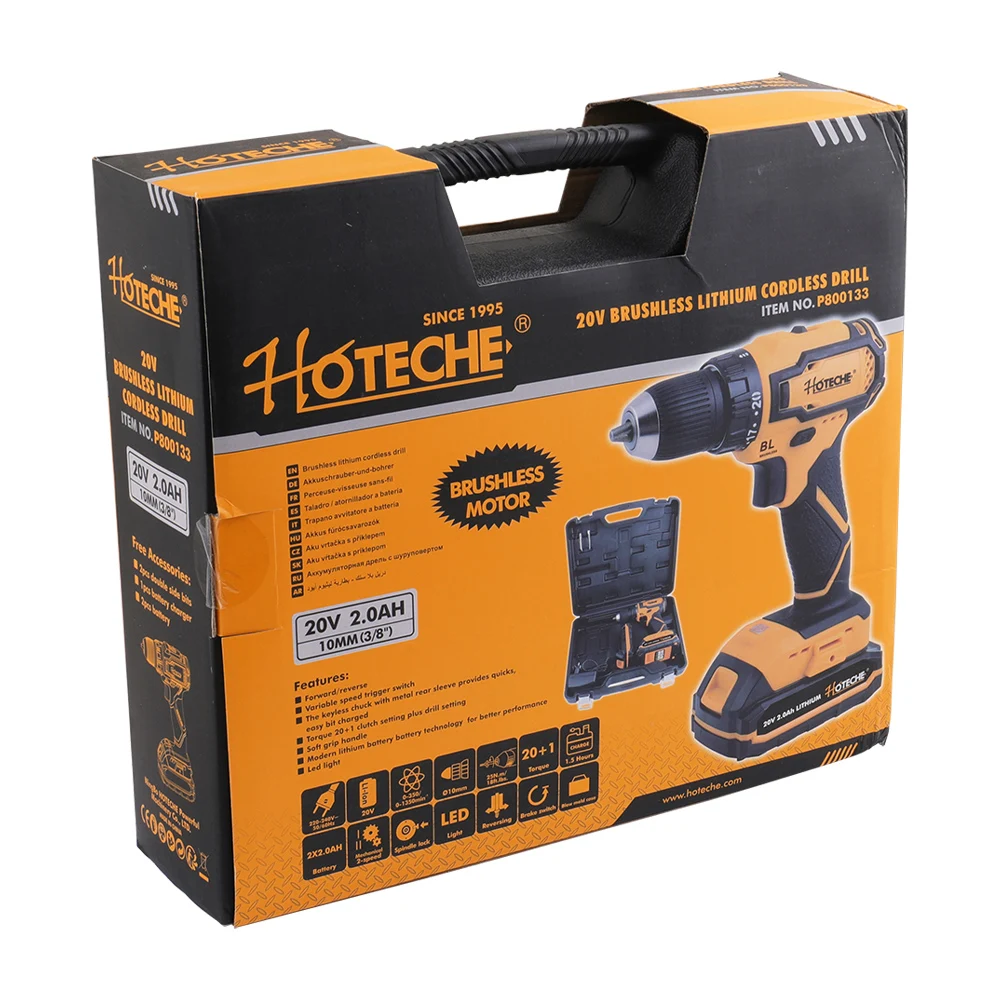 Hoteche 20V BRUSHLESS LITHIUM CORDLESS DRILL - DIY Power Tool