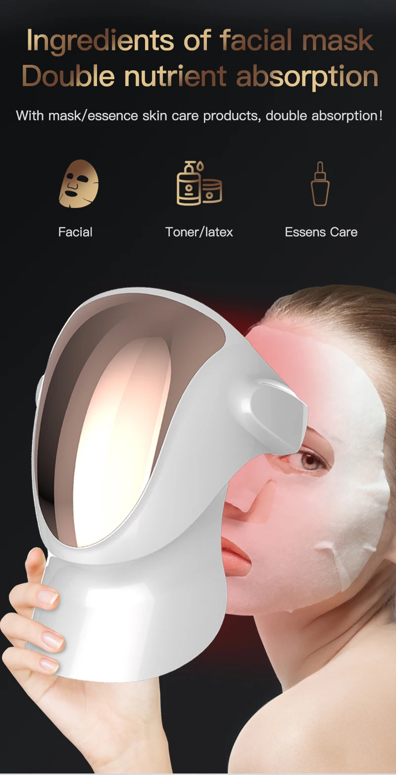 Photon Led Face Facial Mask Near Infrared and Red Light Therapy Mask ...