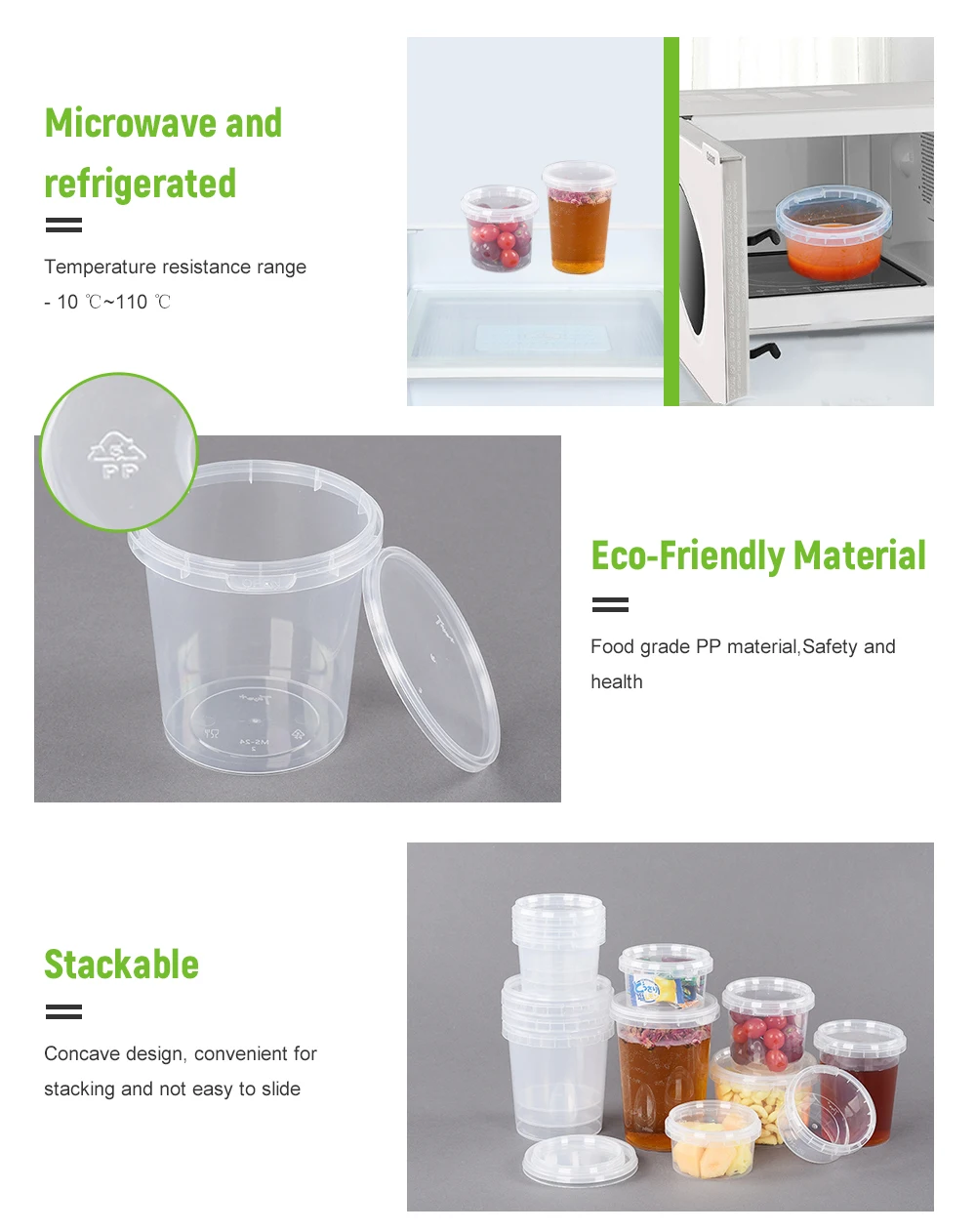 250 ML Microwavable Transparent Plastic Food Containers