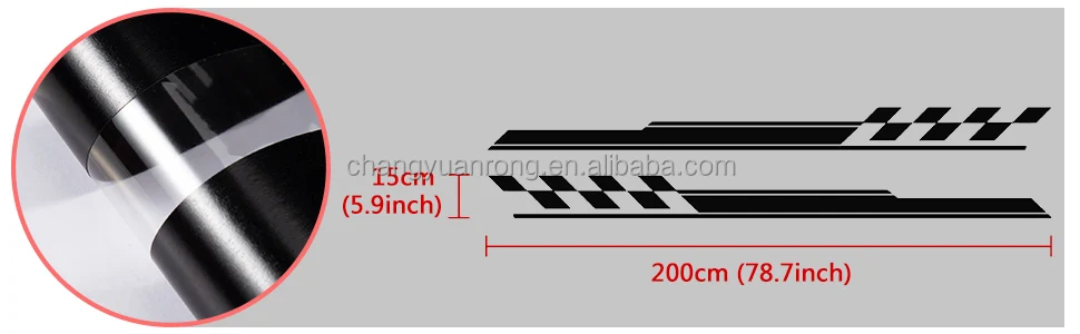 Universal Car Side Skirt Decal Stickers Body Side Sports Racing Stripe