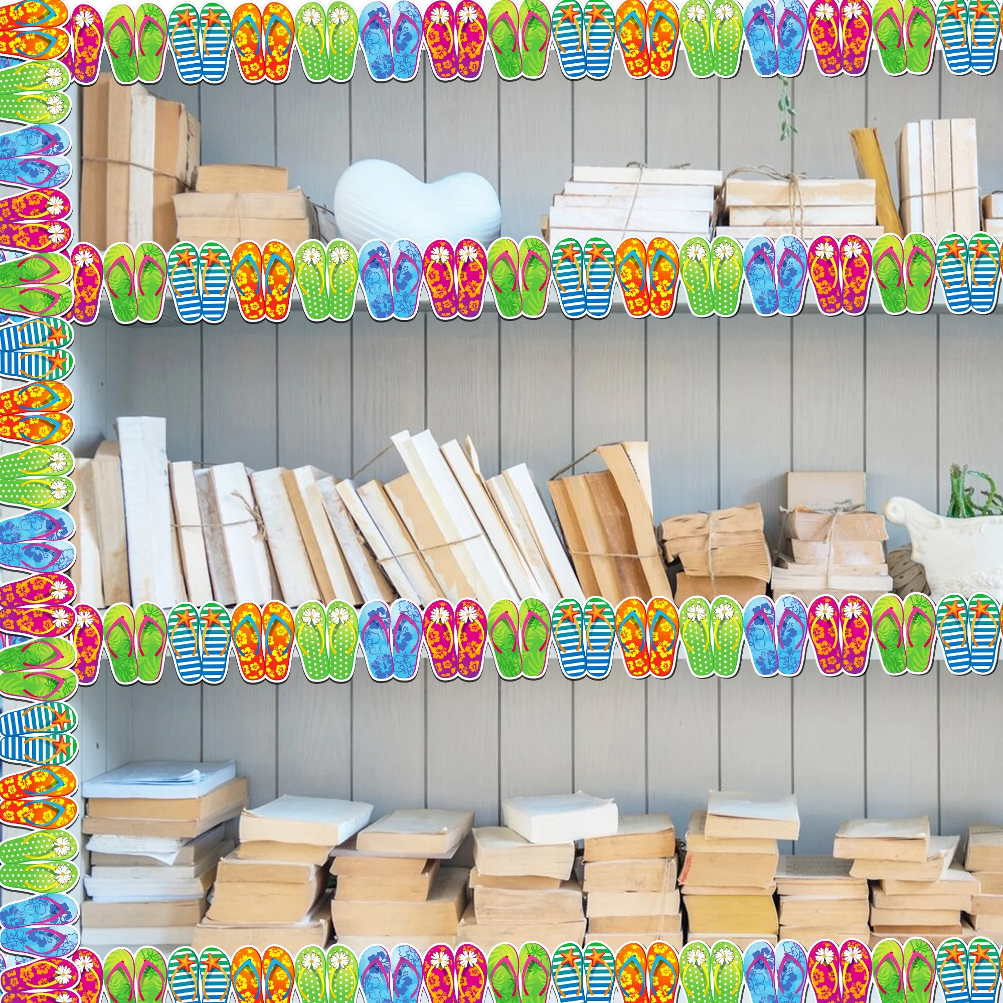Jt058 Flip Flop Bulletin Board Borders Trim Stickers Roll Self Adhesive ...