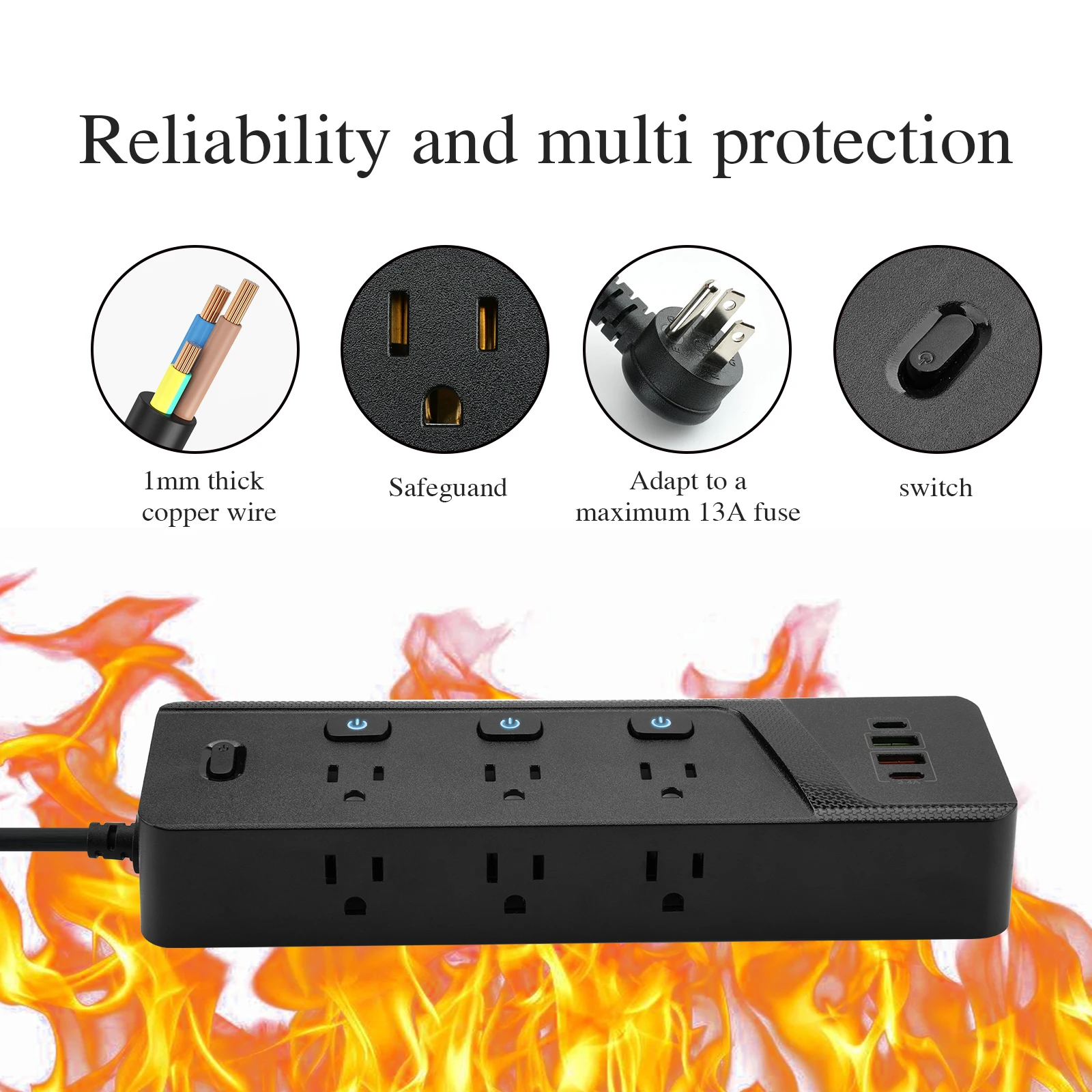 125v Us Power Strip Pd 20w+qc 3.0 Charger Plug Socket Power Strip Multi ...