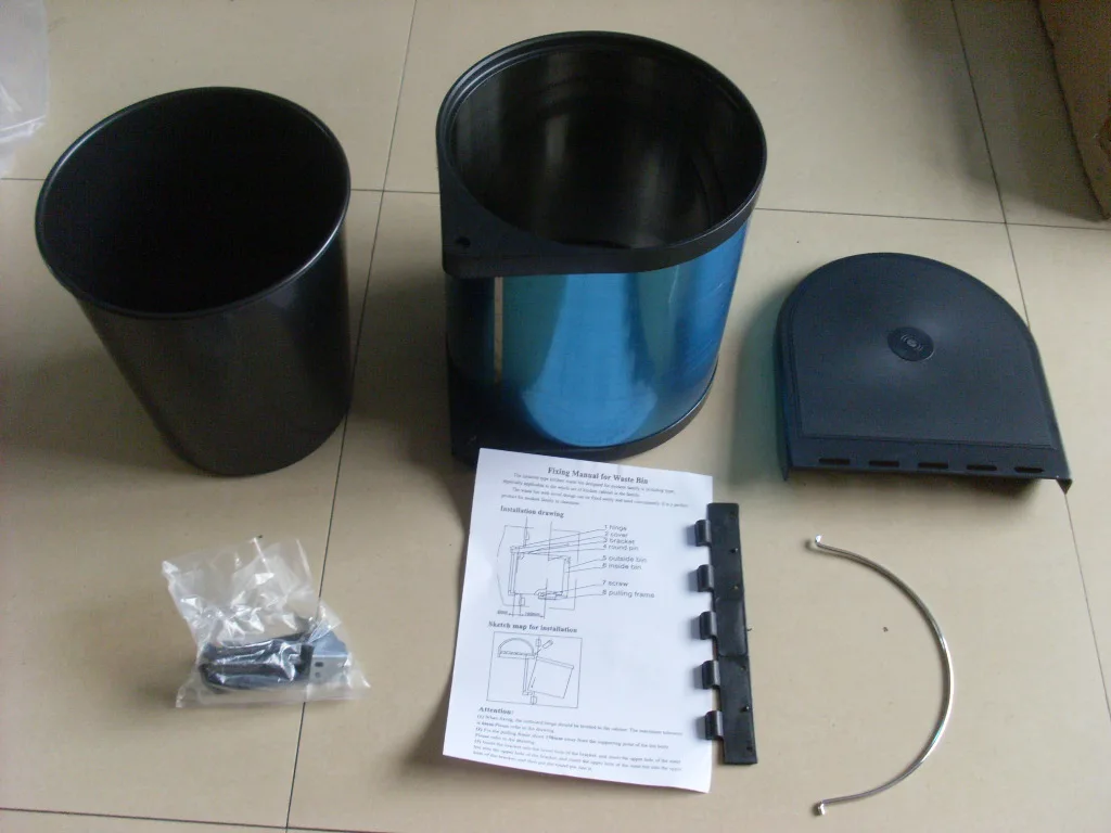 Kitchen Cabinet Dustbin - Built-In Waste Bin, 12L Stainless Steel Trash ...