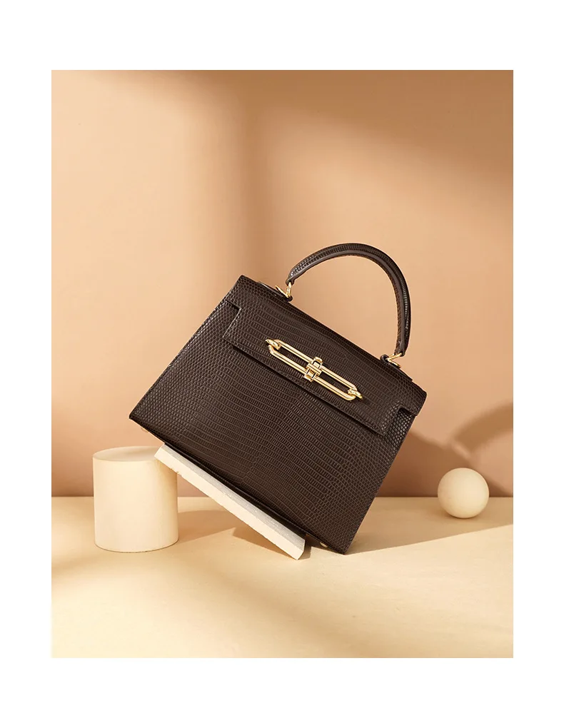 Luxury Lizard Print Cowhide Ladies Handbag - Stylish & Durable