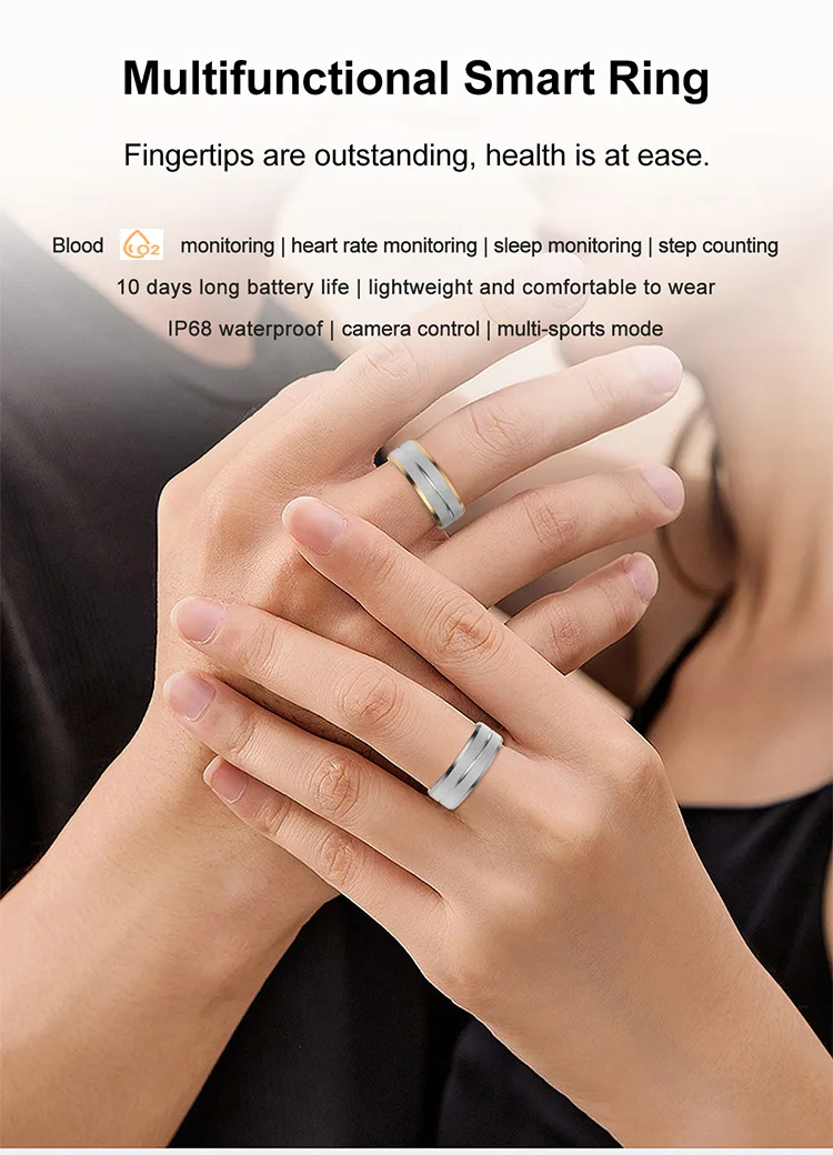 Custom Logo Digital Watch Electronic Smartring Hand Finger Health Sports Temperature Smart Ring ...