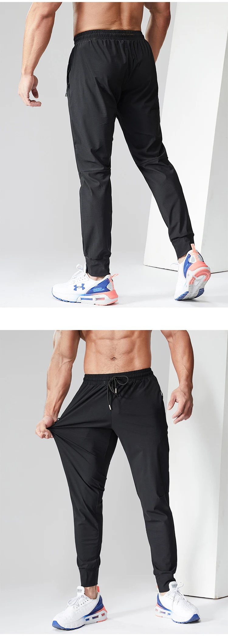 Men's Stretch Jogger Pants - Breathable Nylon Track Trousers for Gym ...