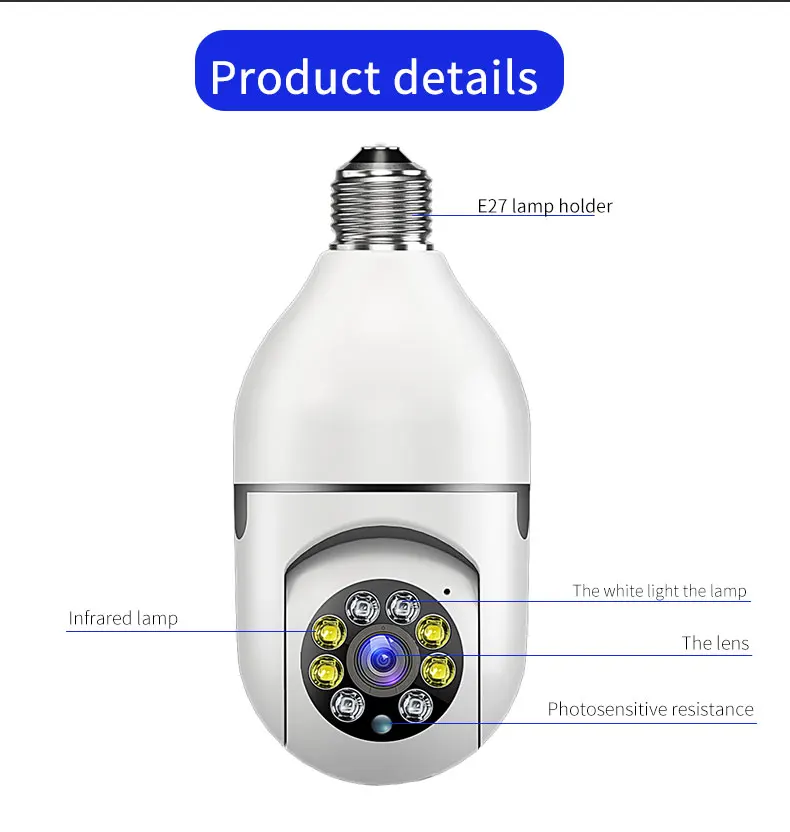 V380 Pro E27 Bulb Camera Ai Human Tracking Indoor Two-way Audio ...