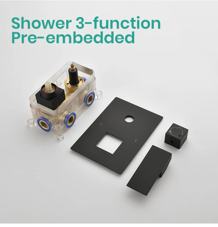 Empolo Luxury Black 3 Functions Thermostatic Shower Set
