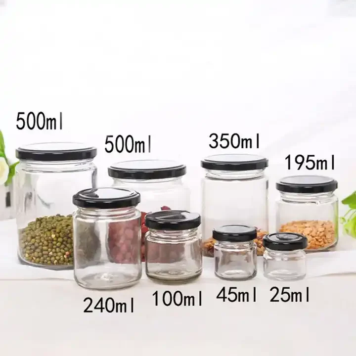 In Stock round 25ml 45ml 100ml 240ml 350ml 500ml glass jam jars for ...