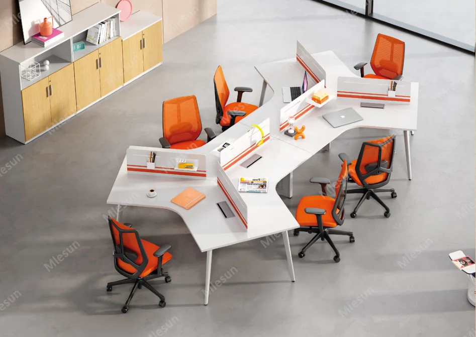 Project CAD Triangle Open Workstation 120 Degree Work Desk with Accessories Office Modular ...