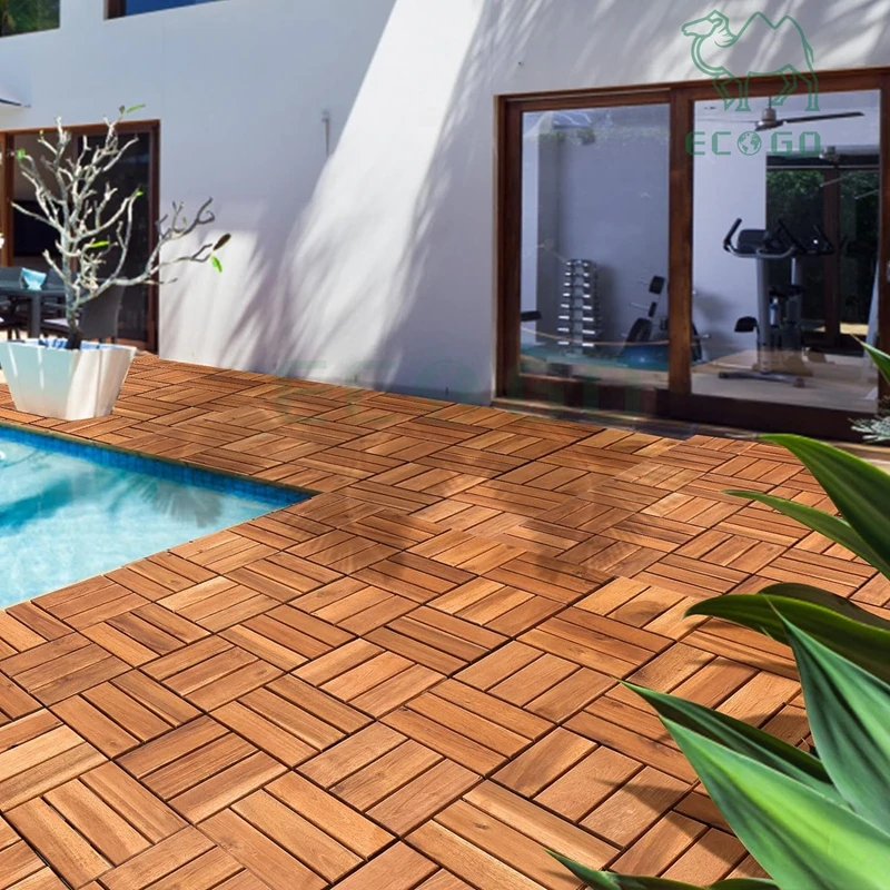 Deluxe Wooden Tiles Acacia Mosaic Patio Tile 30 X 30 Cm Plug-in System ...