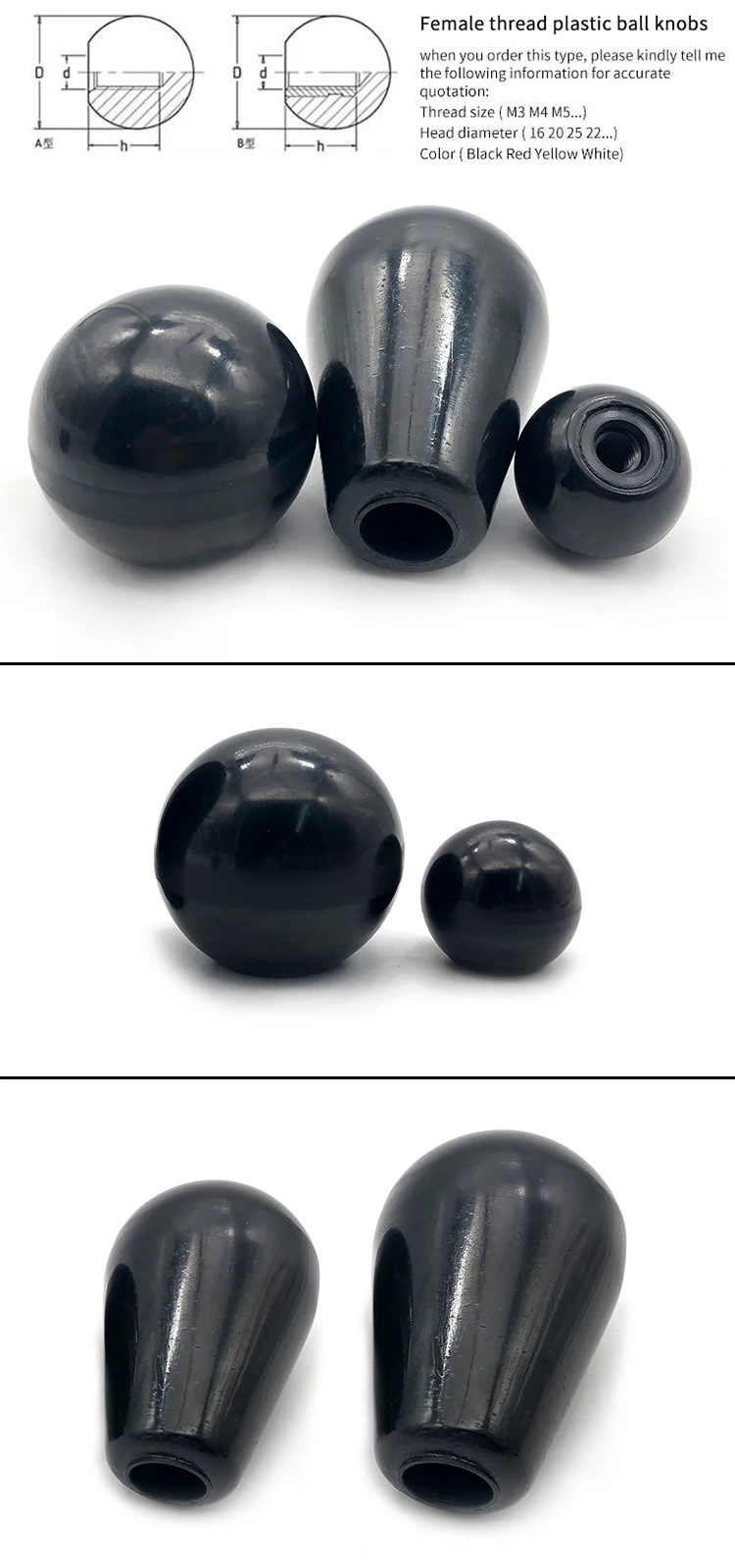 Shop Our Factory Price Plastic Red Black Bakelite Ball Knob