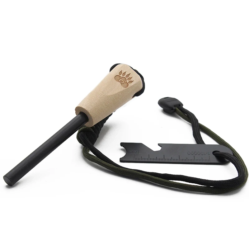 5/16" Thick Bushcraft Firesteel Wooden Handle Firestarter Stick With ...