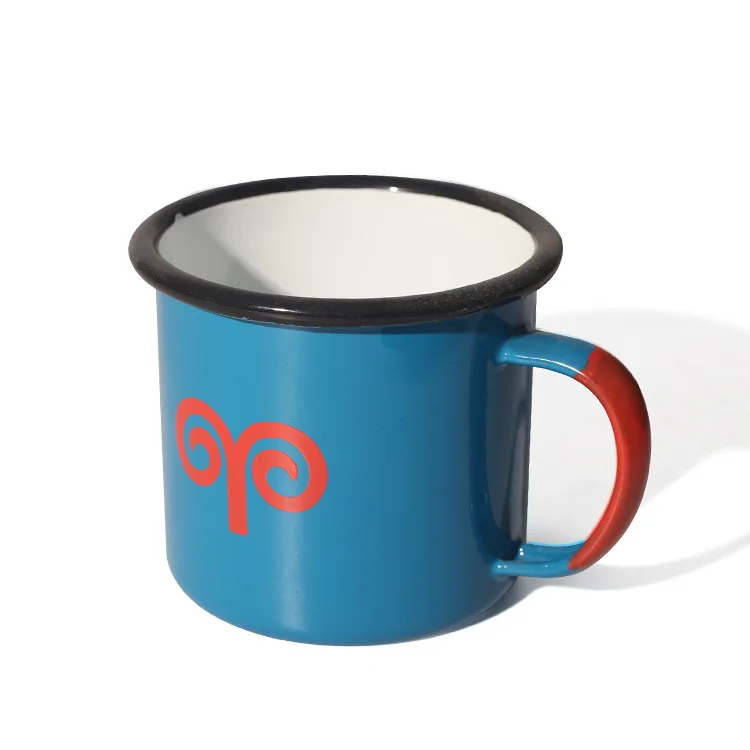 Custom Retro Enamel Cup Manufacturer Thickened Curled Enamel Mug Enamel ...