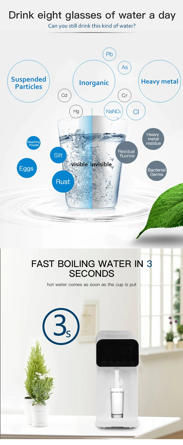 Plastic Touch Screen Water Purifier Instant Hot Water Dispenser ...