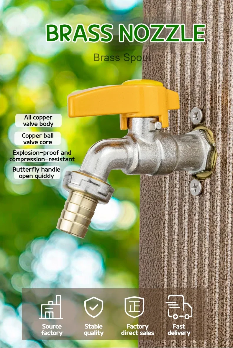 TMOK RTS Durable 1/2" 16 Bar Garden Outlet Valve Brass Water Faucet Bib ...