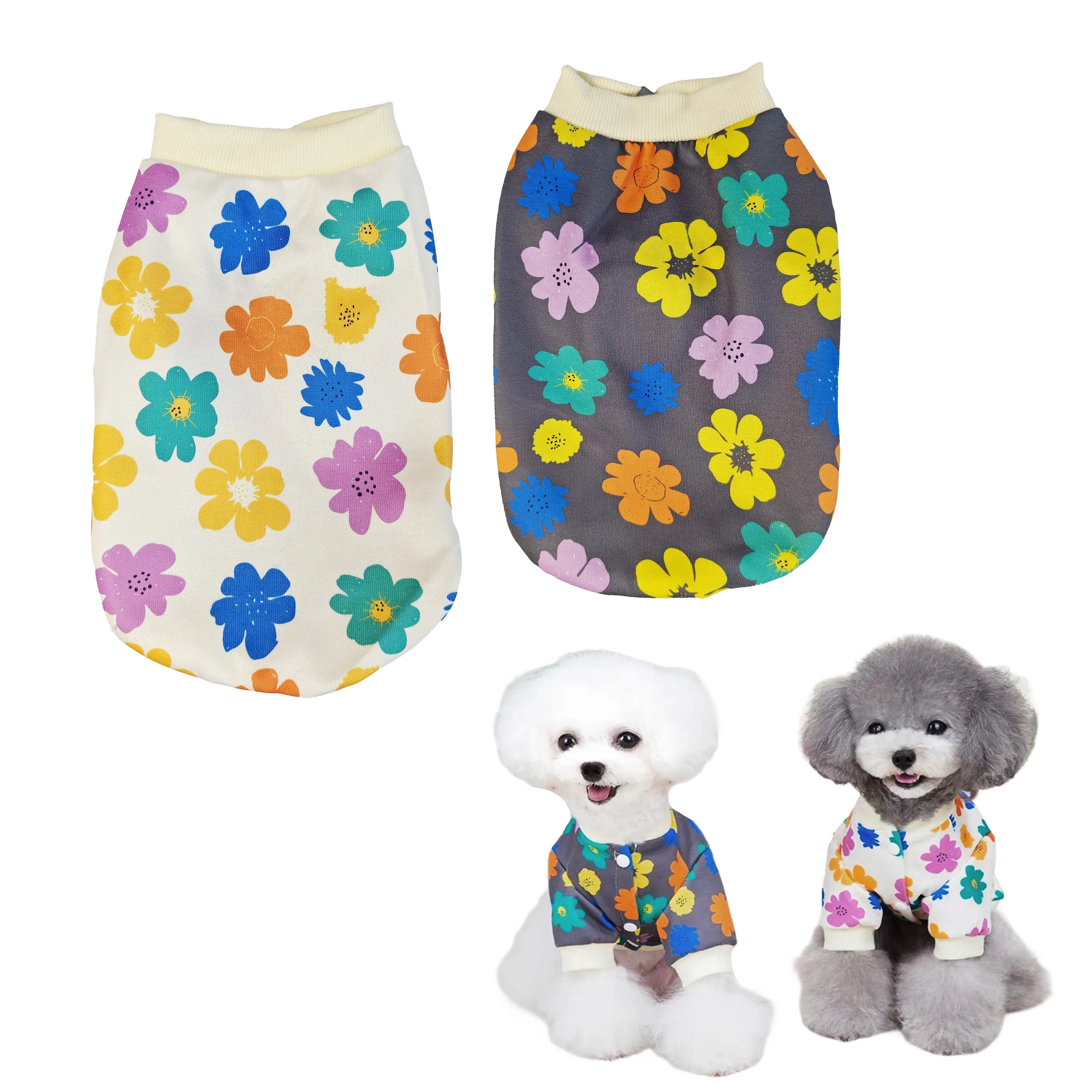 Puppy Clothes Pet Accessories Pets Cute Floral Pattern Vest Sweaters ...