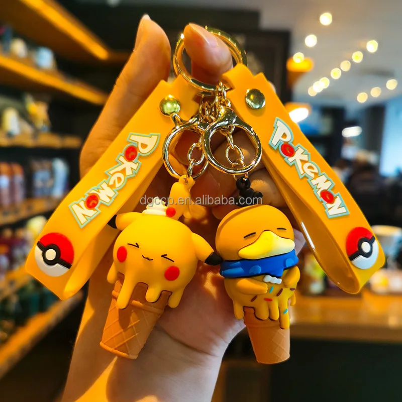 6 Design 3d Cartoon Japanese Anime Pokemoned Keychain Soft Pvc Rubber ...