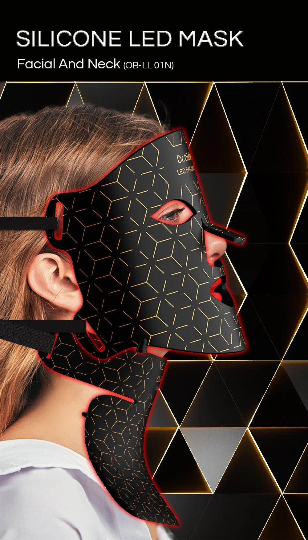 850nm Red Infrared LED Light Therapy Mask for Neck Rejuvenation