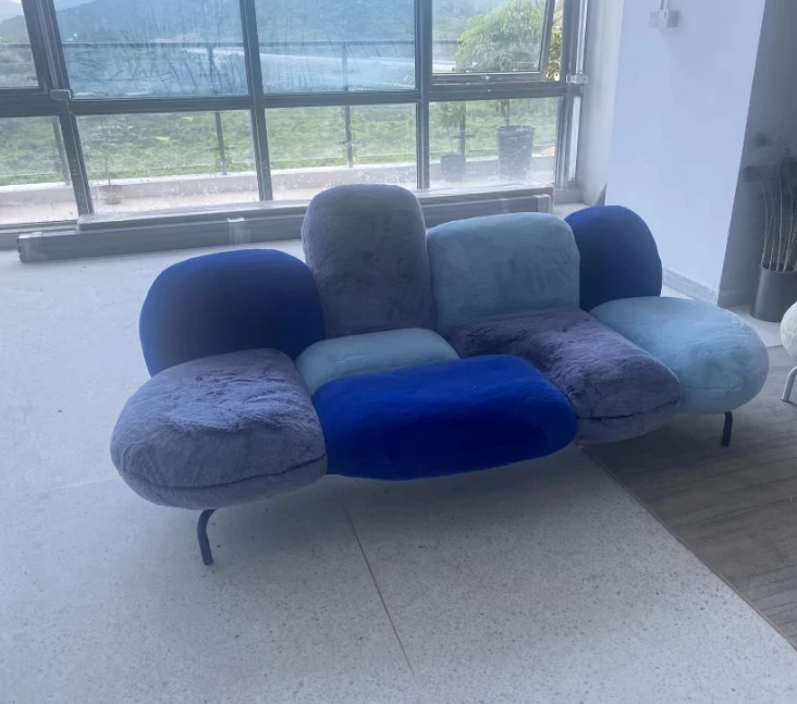 Single Seater Italian Designer Fluffy Mesh Red Powder Puff Sofa the ...