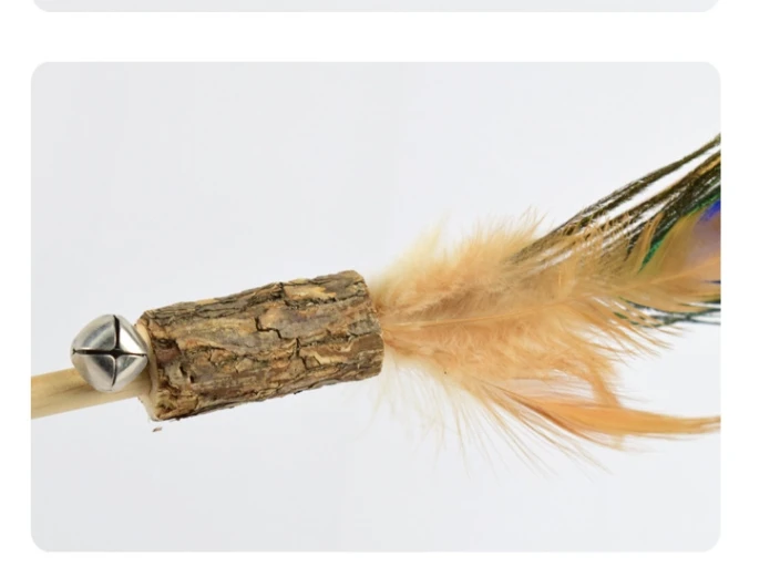 Wooden Pole Peacock Feather Cat-teasing Stick Polygonum Stick Cat ...