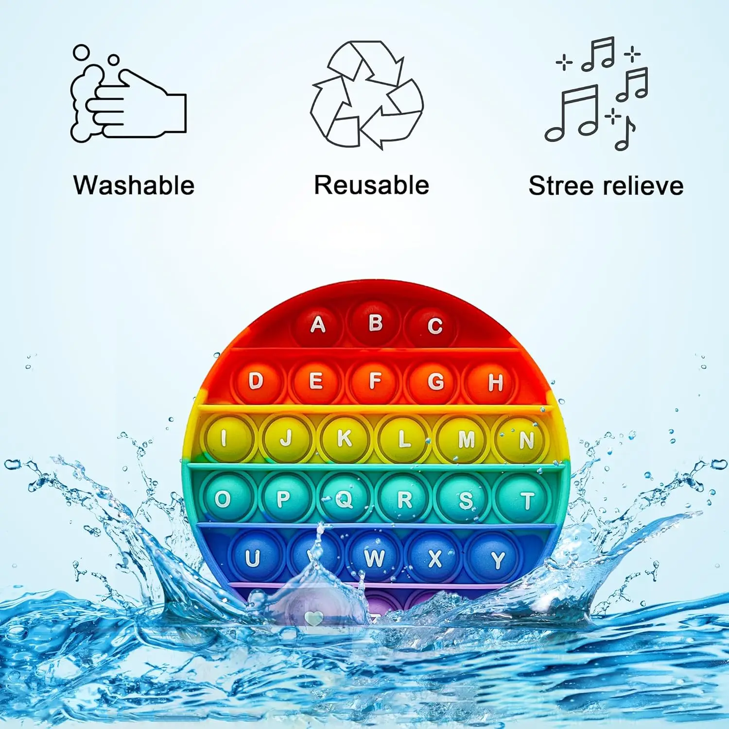 Alphabet Pop It Rainbow Fidget Toy for Sensory Learning