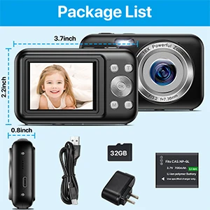 16x Digital Zoom Fhd 1080p Portable Small Camera Compact Point And ...