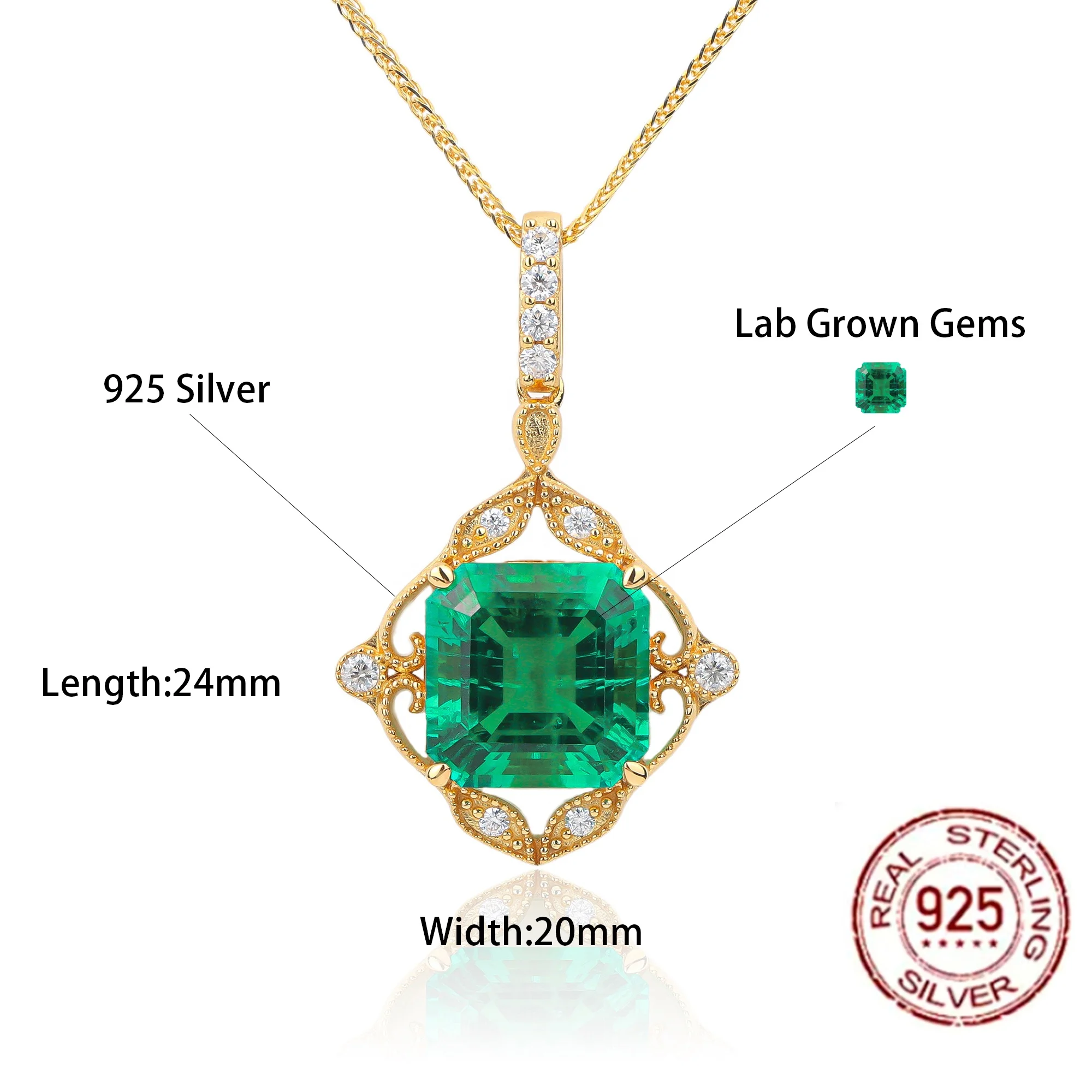 DEYIN 2024 Emerald Gemstone Pendant - S925 Silver Jewelry