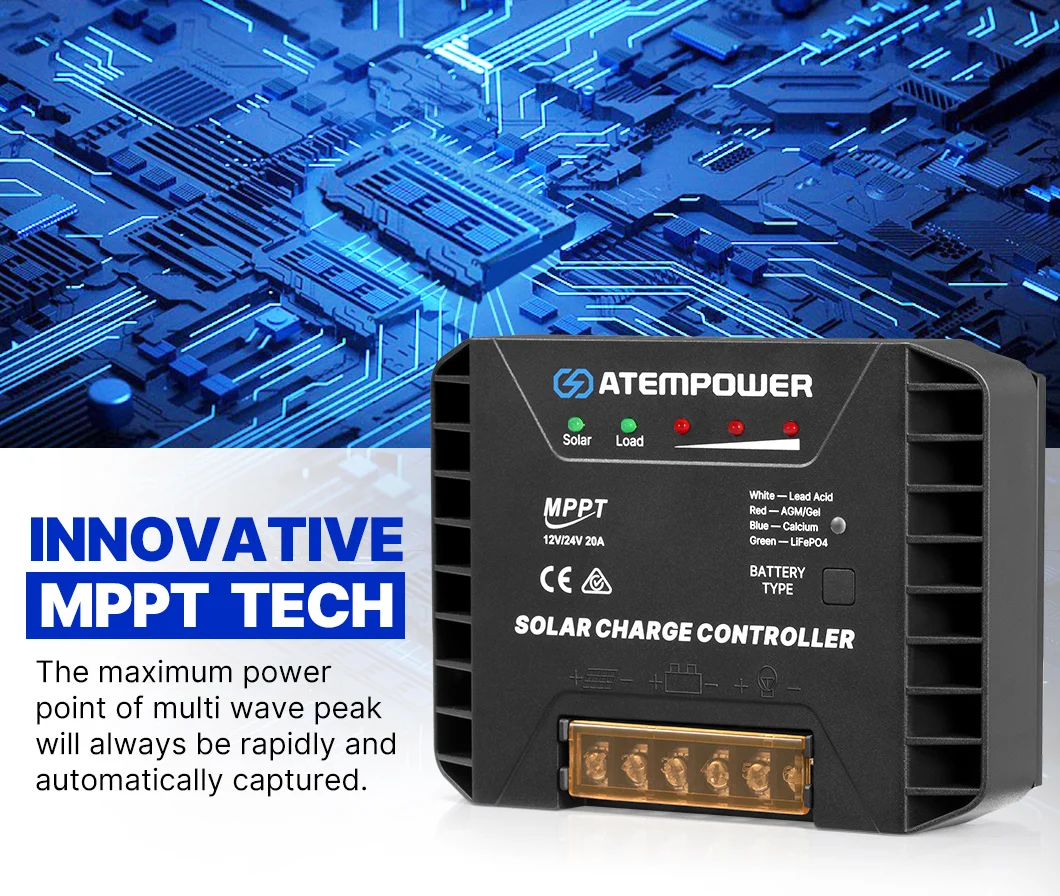 ATEM Power 20A MPPT Solar Charge Controller - OEM | Wholesale