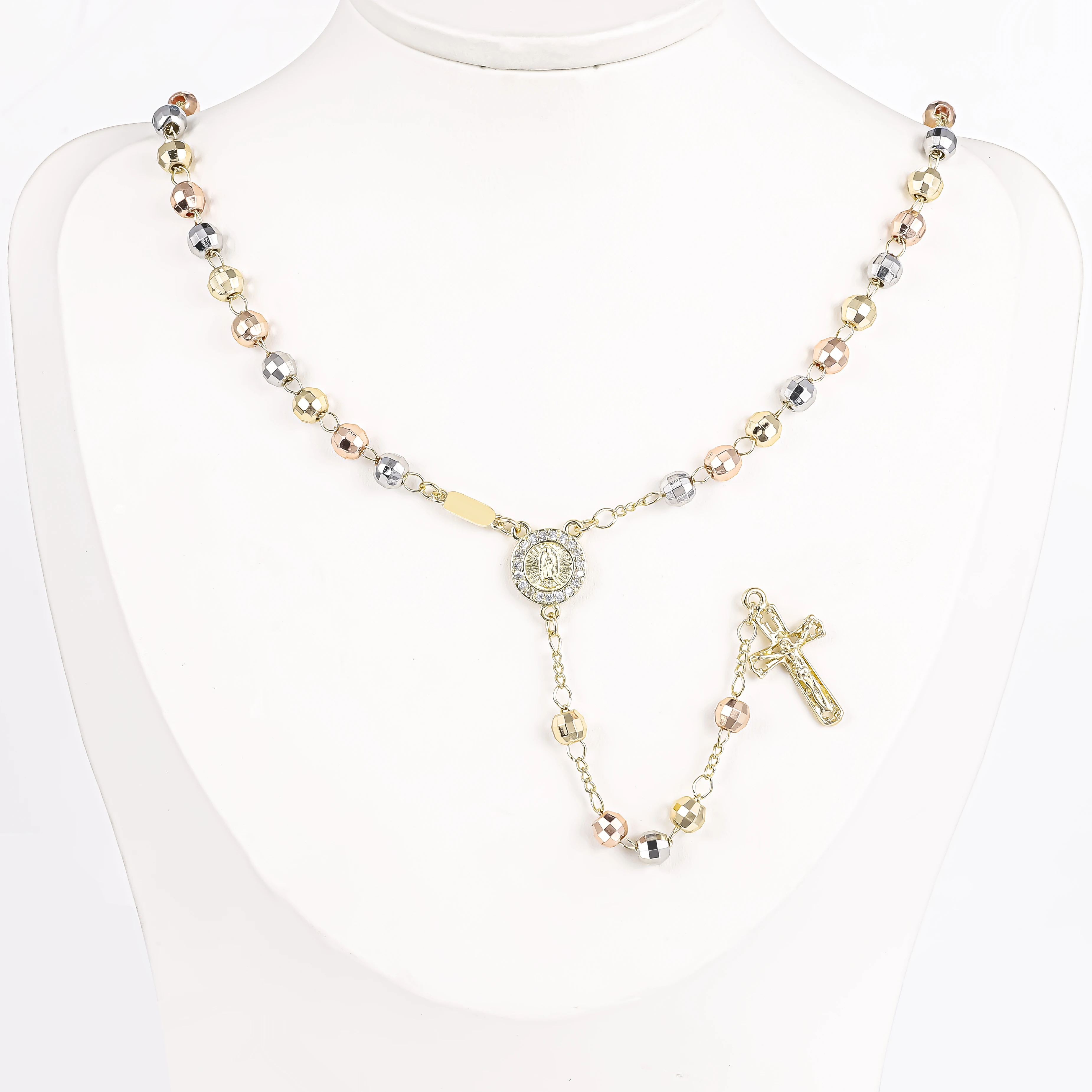 CM Jewelry 14k Gold Plated Virgin Mary Rosaries - Catholic