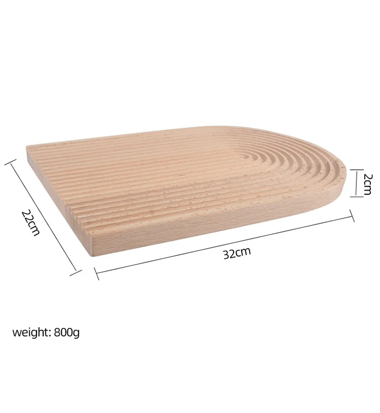Nordic Style Water Ripple Beech Wooden Bread Board Serving Tray Storage ...
