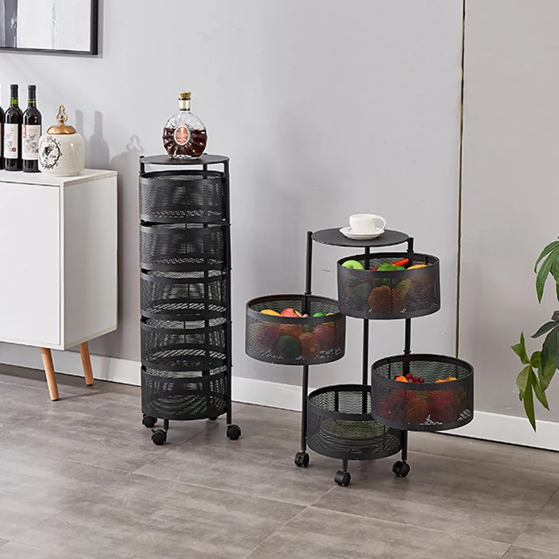 Multi-Layer Iron Tool Rack Folding Vegetable Fruit Rotatable Storage ...