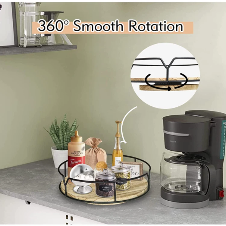 Modern Minimalist Circular Rotatable Wooden Multifunctional Tray ...