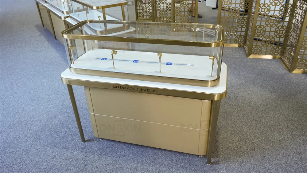 Retail Store Design Wooden Tempered Glass Reception Counter Display ...