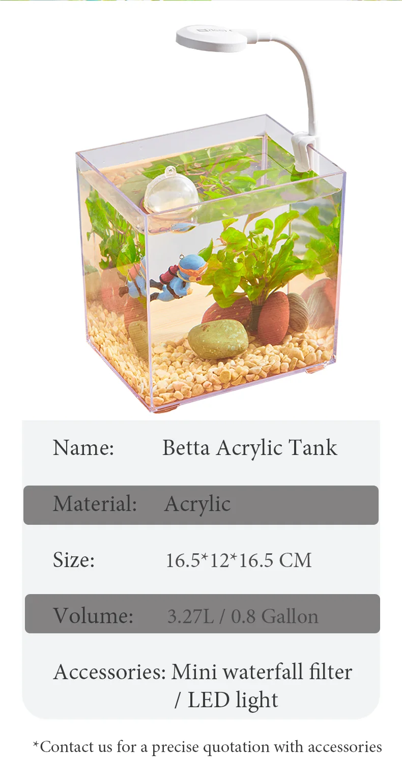 YEE Acrylic Betta Fish Tank - 2 Gallon Desktop Aquarium
