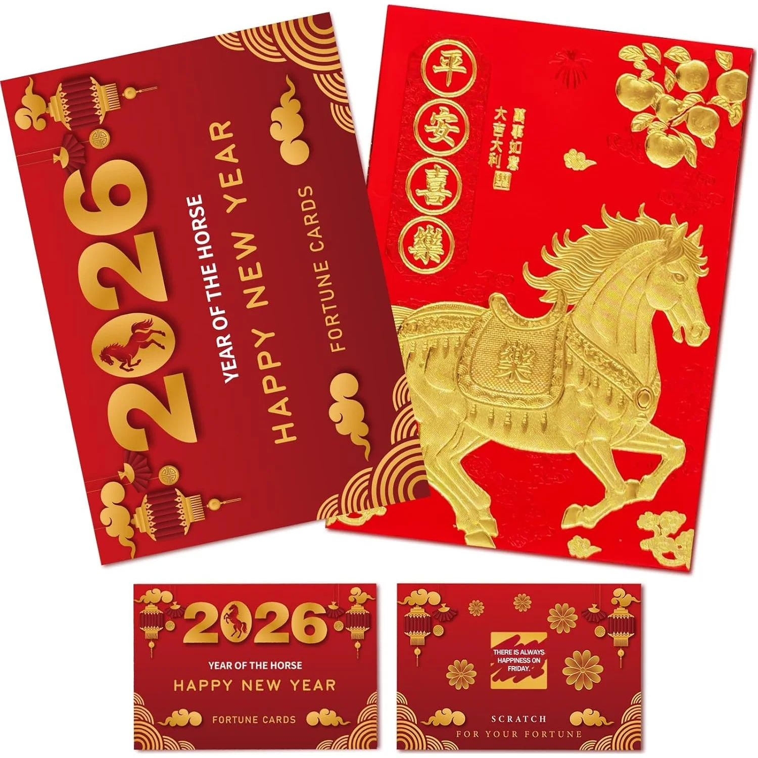 Chinese Lunar New Year 2026 Scratch Off Card Game and Envelopes -Year ...