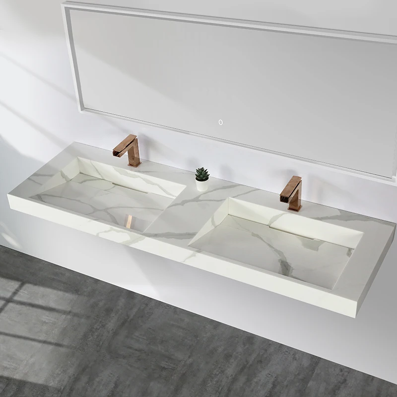 Single Double Sinks Marble White Texture Stone Sheet Washbasin Bathroom ...