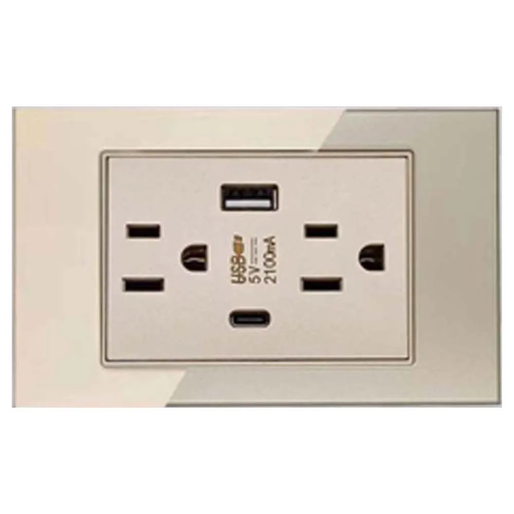 Dual American Standard Power Socket With Usb Type-c,15a Dual Socket ...